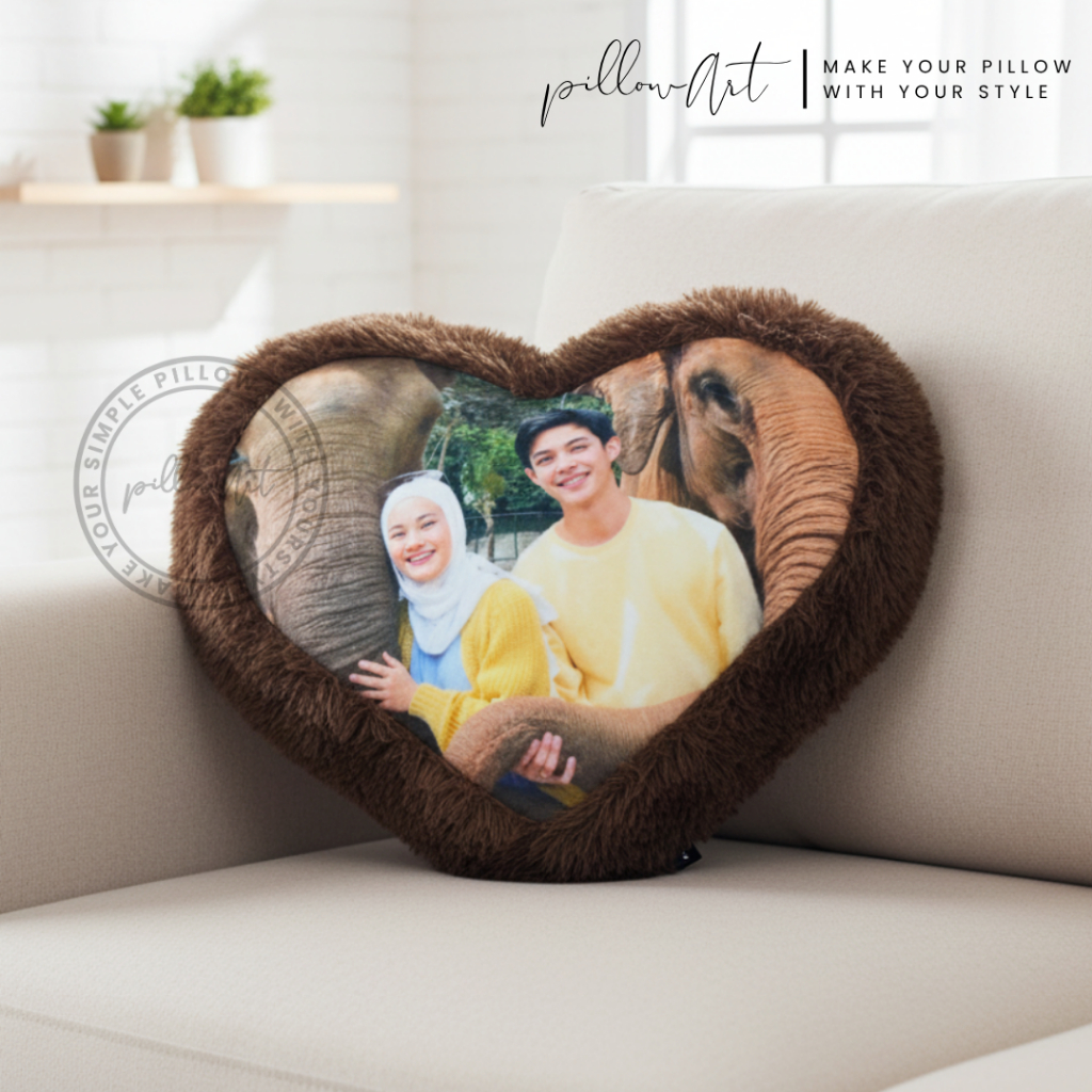 Jual PillowArt Bantal Custom Foto Bentuk Love Bulu Rasfur Ukuran 45 x ...