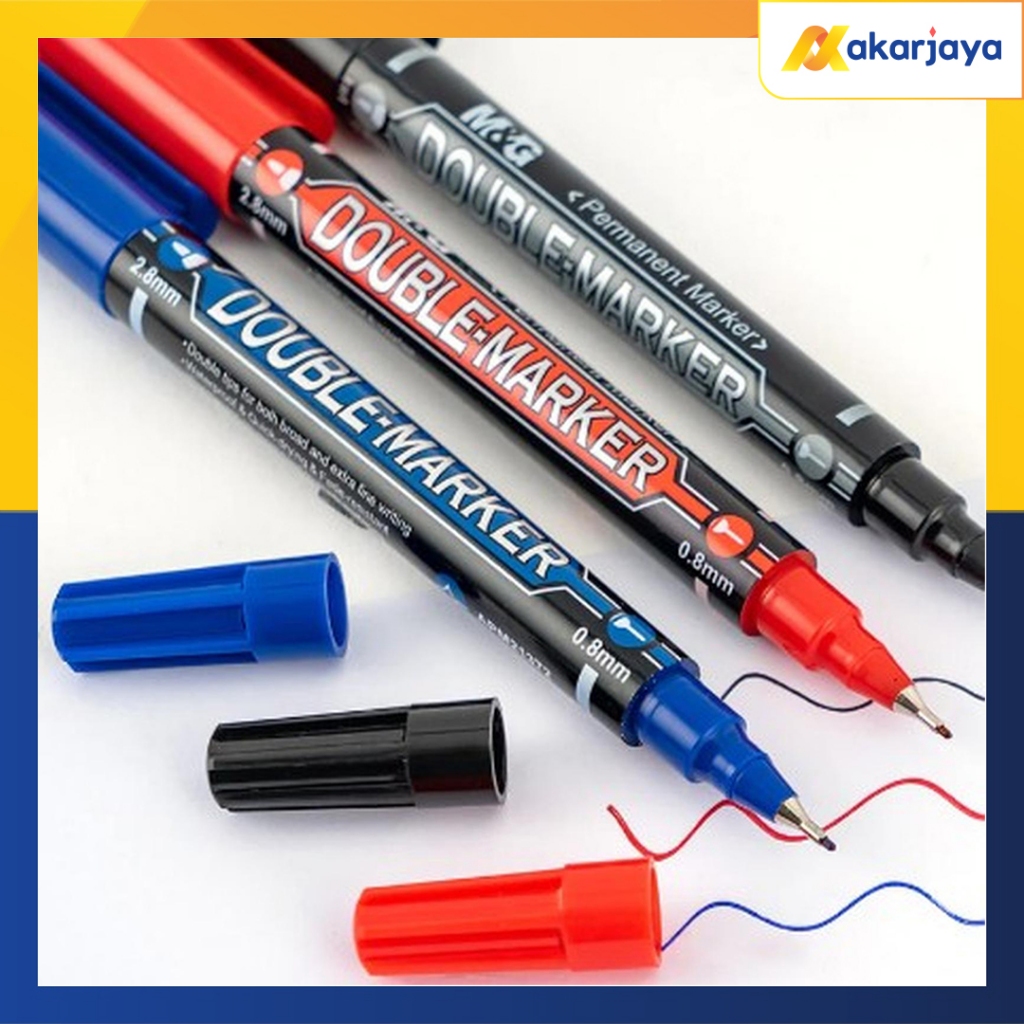 Jual M&G APM21372 Spidol Double Permanent Marker Tip Besar Kecil ...