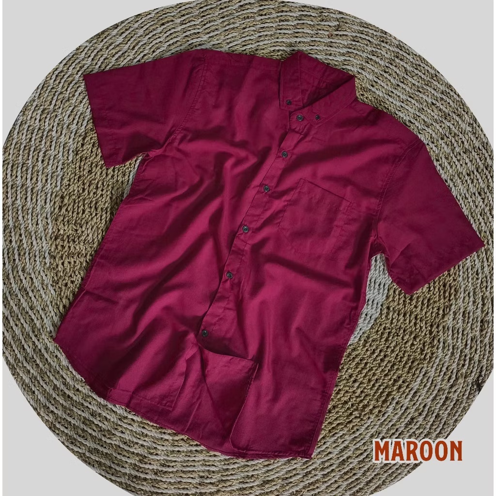 Jual Kemeja Polos Bigsize Merah Maroon Jumbo Lengan Pendek Baju Formal ...
