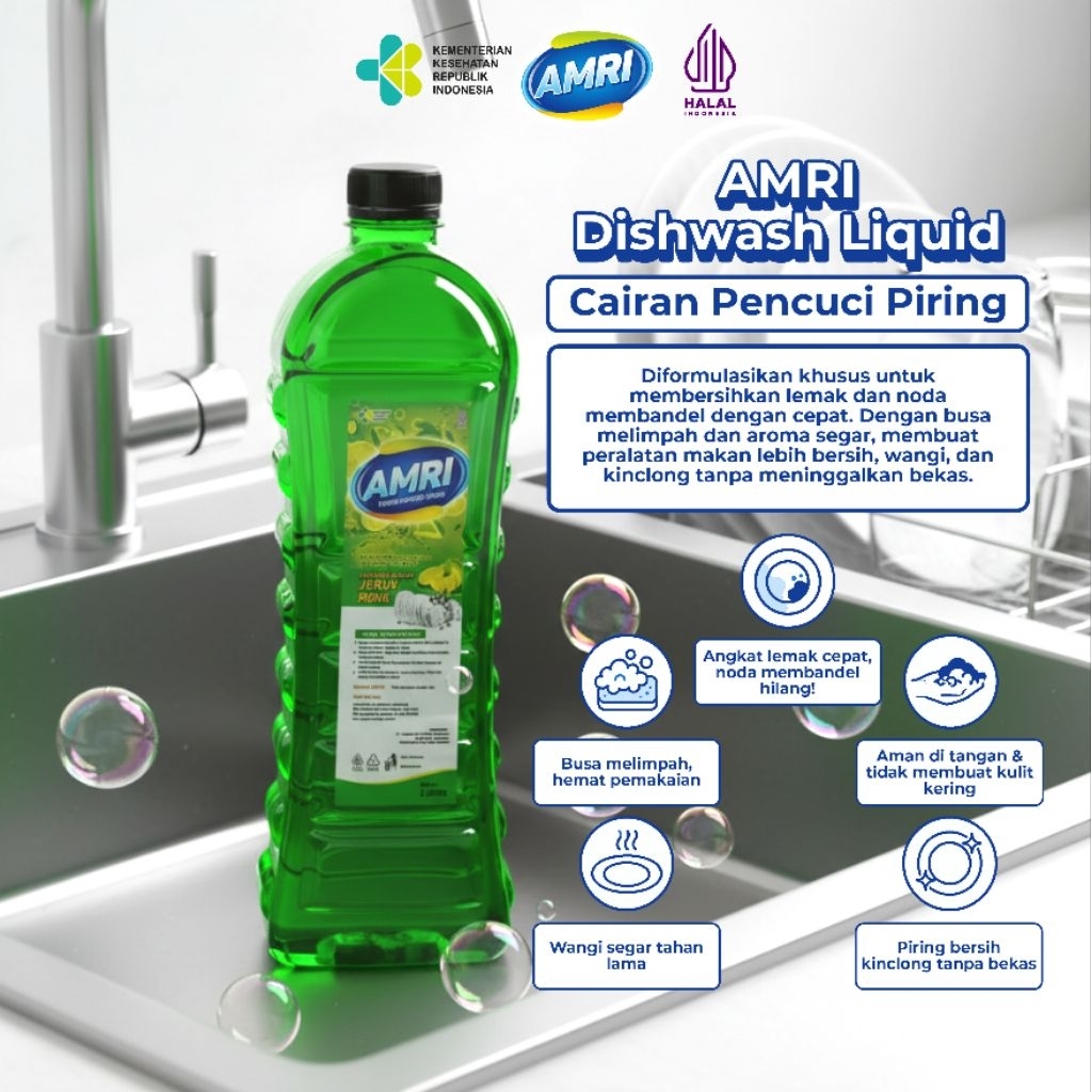 Jual AMRI Dishwash Liquid cairan pencuci piring 1 Liter | Shopee Indonesia