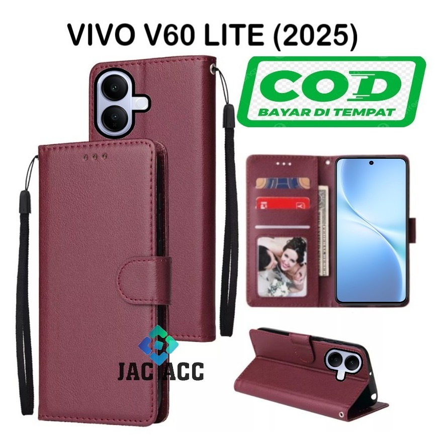 Jual FLIP CASE HP PREMIUM UNTUK VIVO V60 LITE (2025) LEATHER FLIP CASE ...