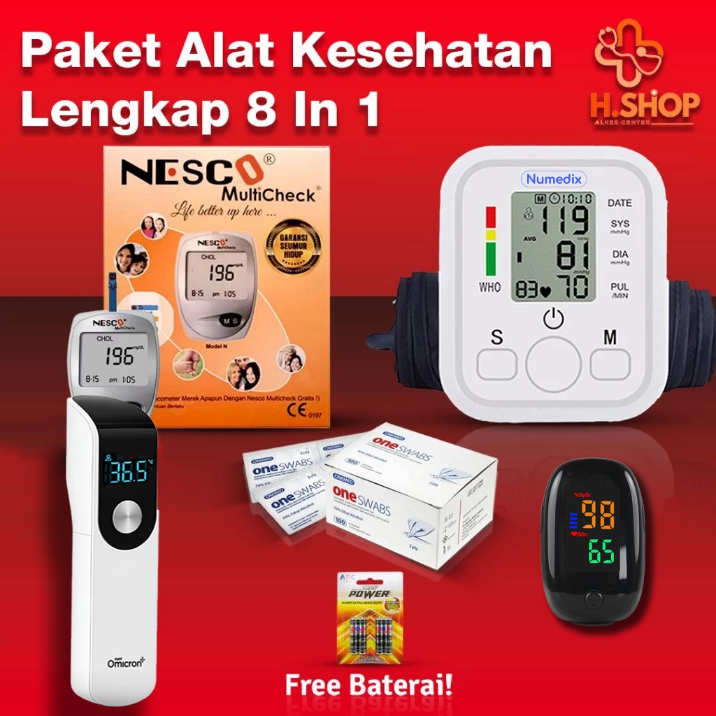 Jual Paket Alkes Lengkap 5 in 1 / Alat NESCO Multicheck GCU 3 in 1 Cek ...