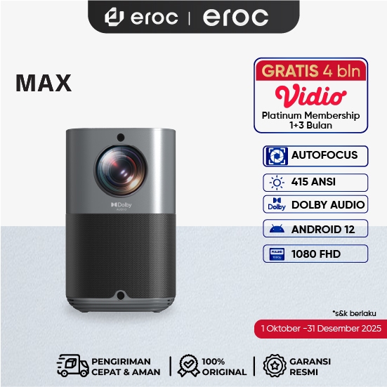 Jual EROC Smart Proyektor LCD 415 ANSI Full HD Android 12 Dolby Audio ...
