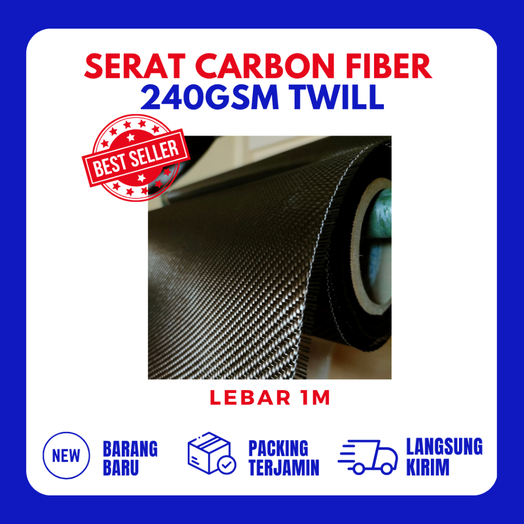 Jual serat carbon karbon fiber 3k twill 240gsm L.1M PREMIUM | Shopee ...