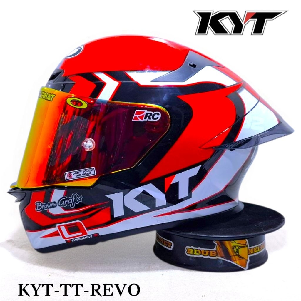 Jual Helm KYT TT Revo Bayllis paket ganteng spoiler 3D Original KYT ...