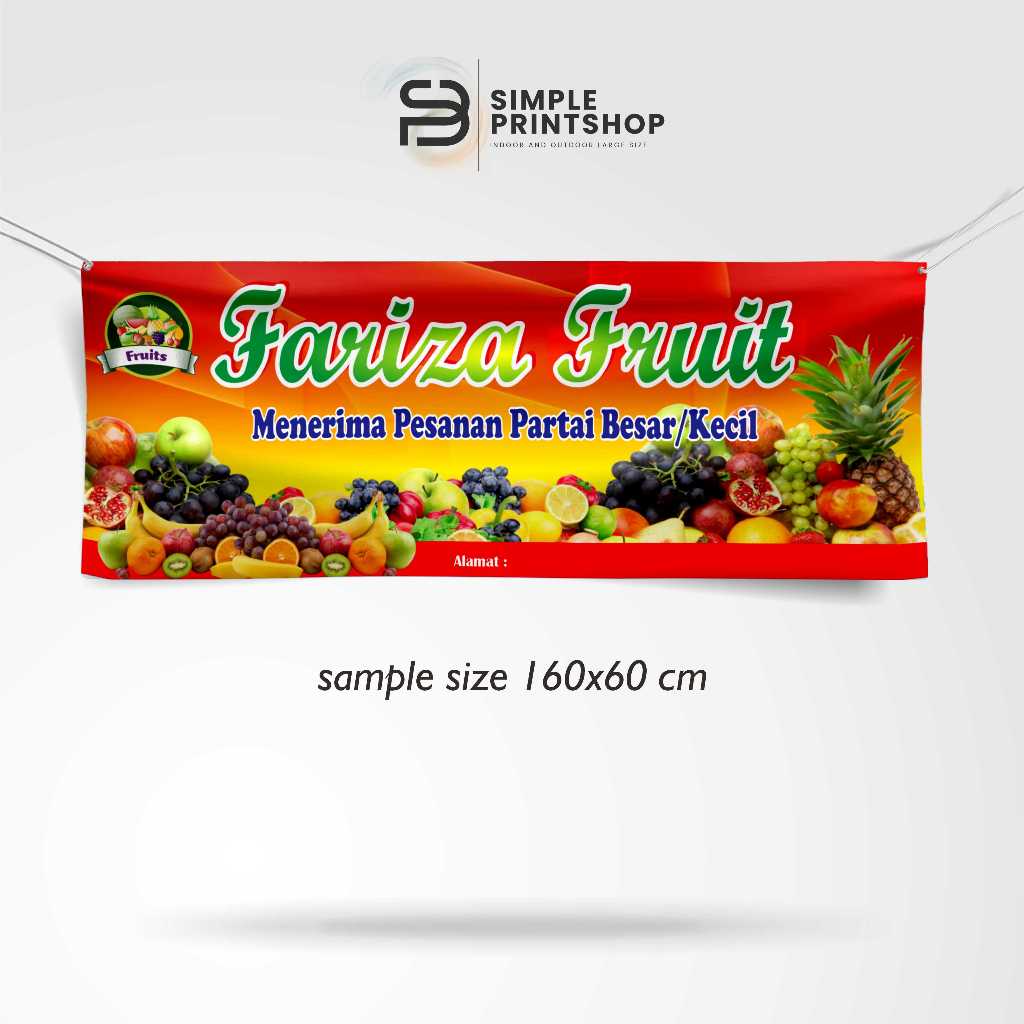 Jual print cetak spanduk banner 160x60 toko buah buahan segar custom ...