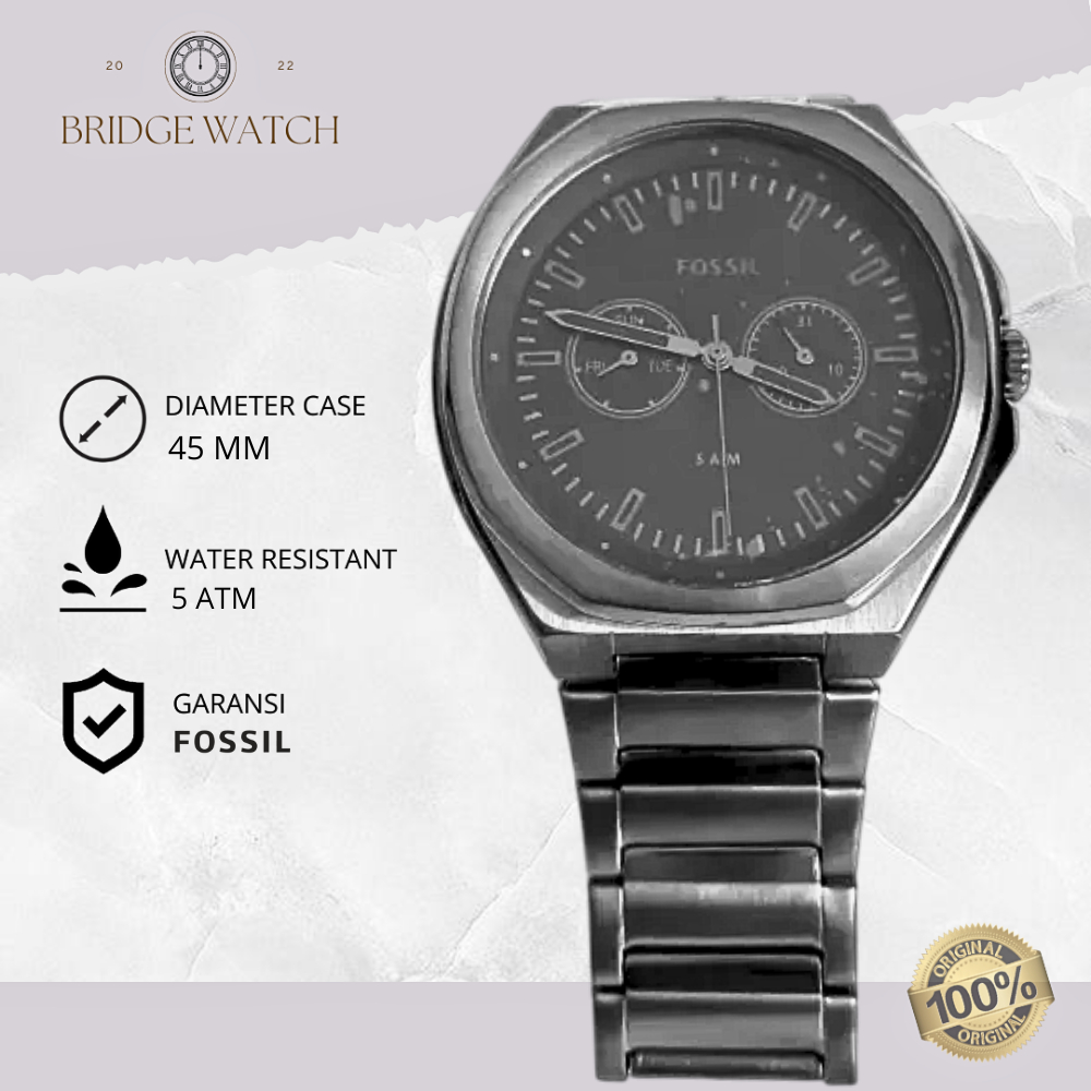 Jual Jam Tangan Fossil Pria BQ2609 Evanston Chronograph Black Dial ...