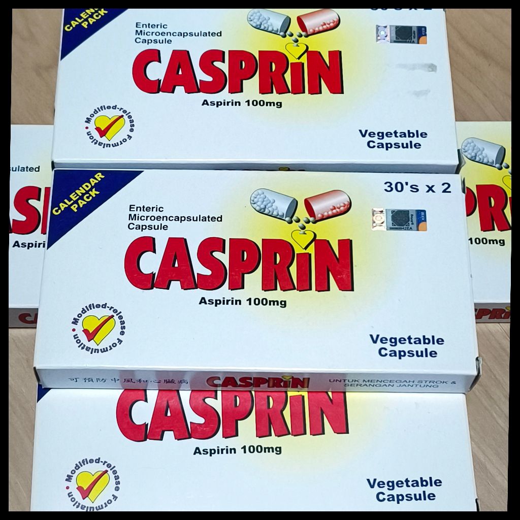 Jual Casprin Aspirin 100mg vegetable capsule 60 tablet original ...