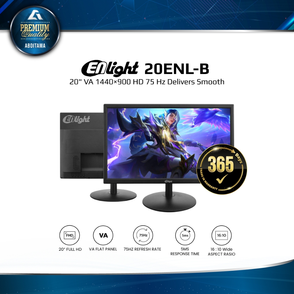 Jual Monitor LED Enlight 20ENL-B 20" VA 1440×900 HD 75 Hz HDMI VGA ...