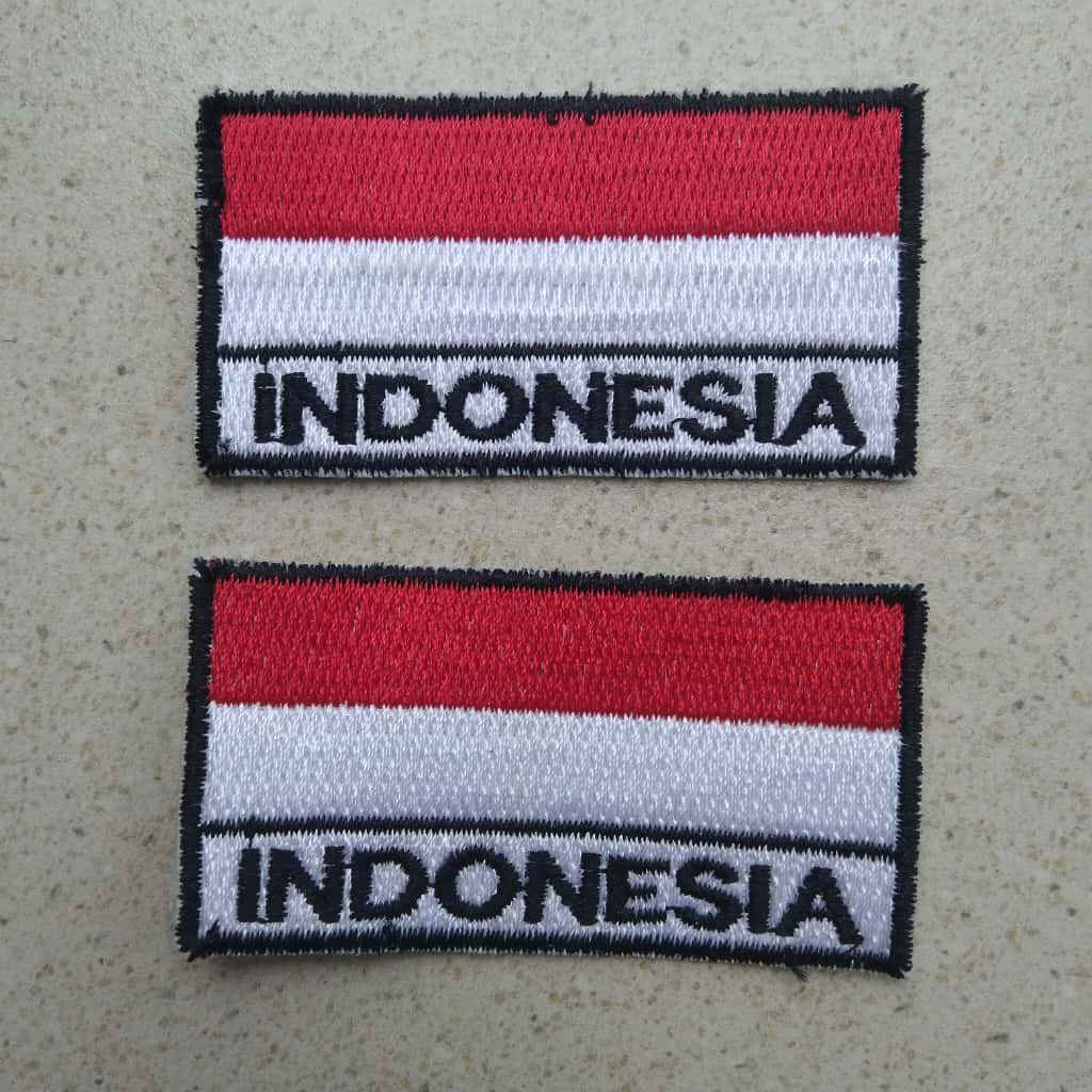 Jual bet Bendera full bordir merah putih 4x7cm tulisan INDONESIA bijian ...