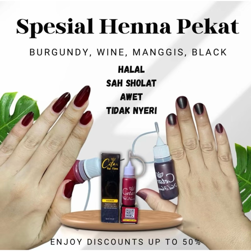 Jual [ BEST SELLER ] HENNA CETAR NAIL SAH SHOLAT KEMASAN BOTOL JARUM ...