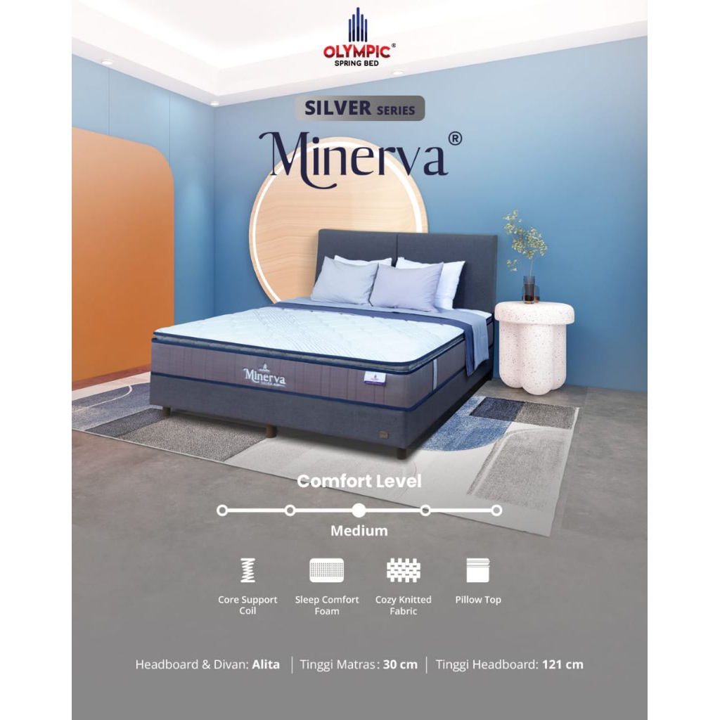 Jual Springbed Olympic Silver Series| Minerva Comfort Level Medium Feel ...