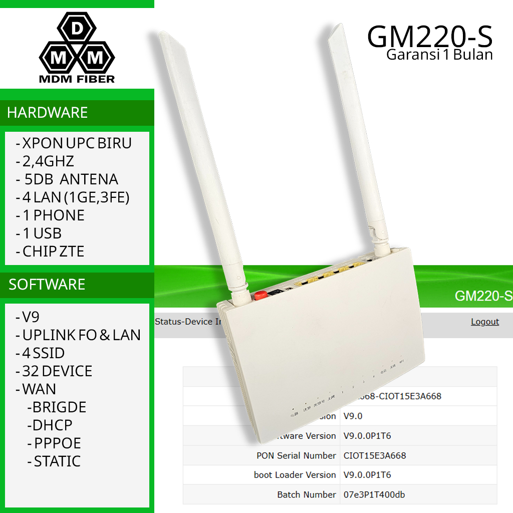 Jual gm220s M22X V9 xpon modem router wifi ont onu mdm fiber | Shopee ...