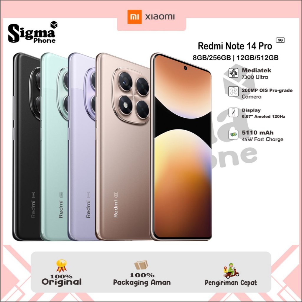 Jual Redmi Note 14 Pro 5G 12/512 Baru Segel 100% Original Garansi Resmi ...