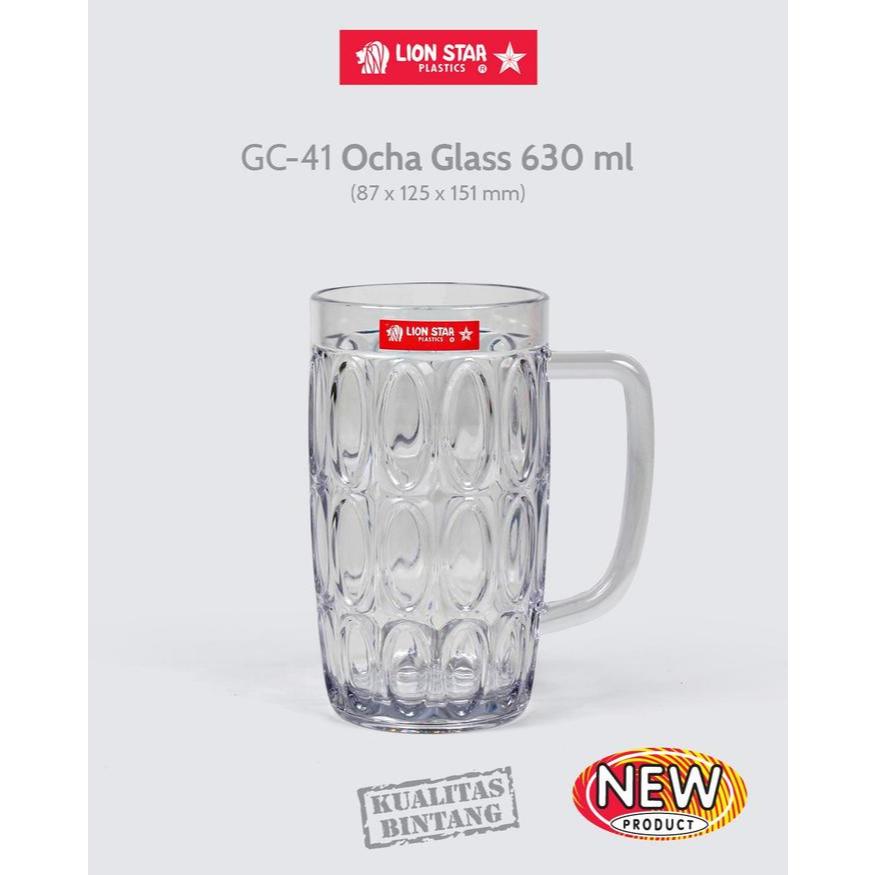 Jual LION STAR Kopi Gelas Minuman Plastik Ocha Glass 630ml w/ Handle GC ...