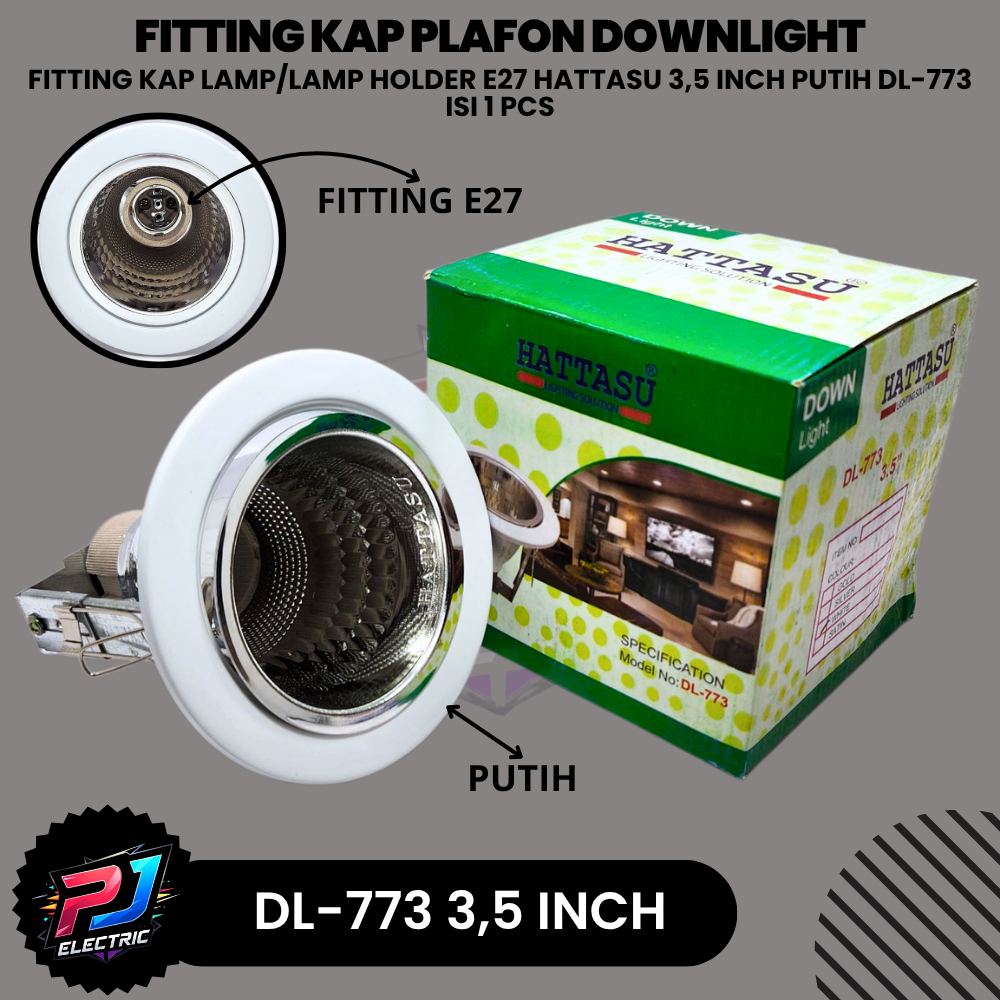 Jual Kap Lampu Downlight Fitting E27 Putih Bulat 3,5" / Kap Fitting ...