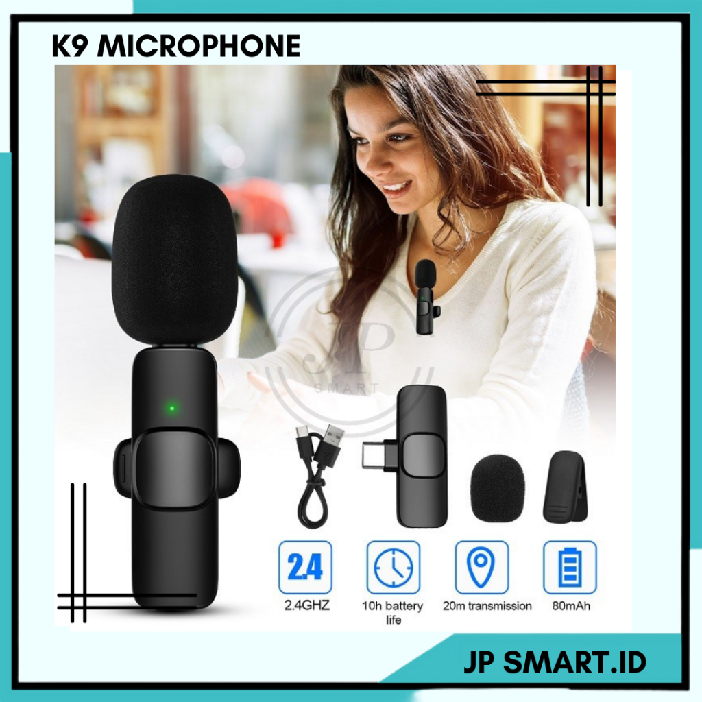 Jual K9 Microphone Wireless 1 2 Mic Tipe Type C Lighting Android Iphone ...