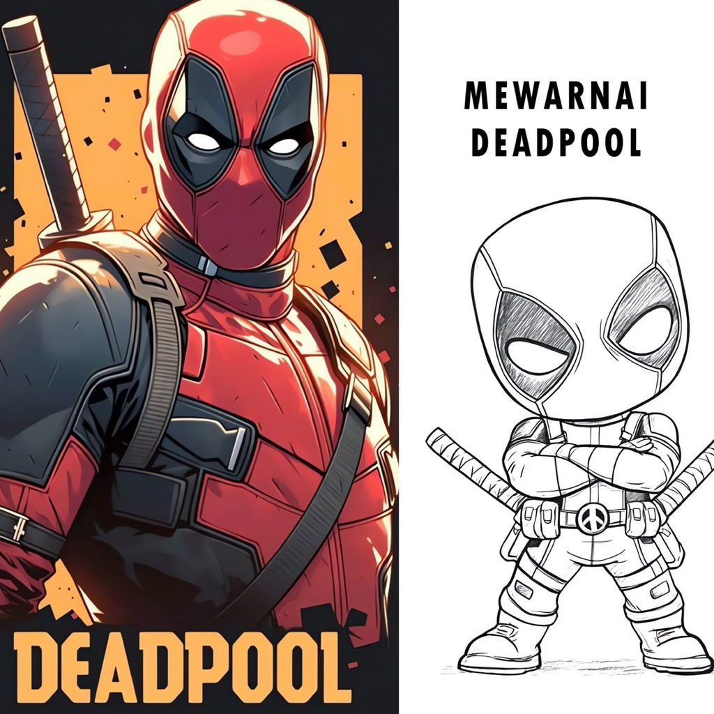 Jual 15 Lembar A5 | Kertas Mewarnai Tema Deadpool | 15 Kertas gambar ...