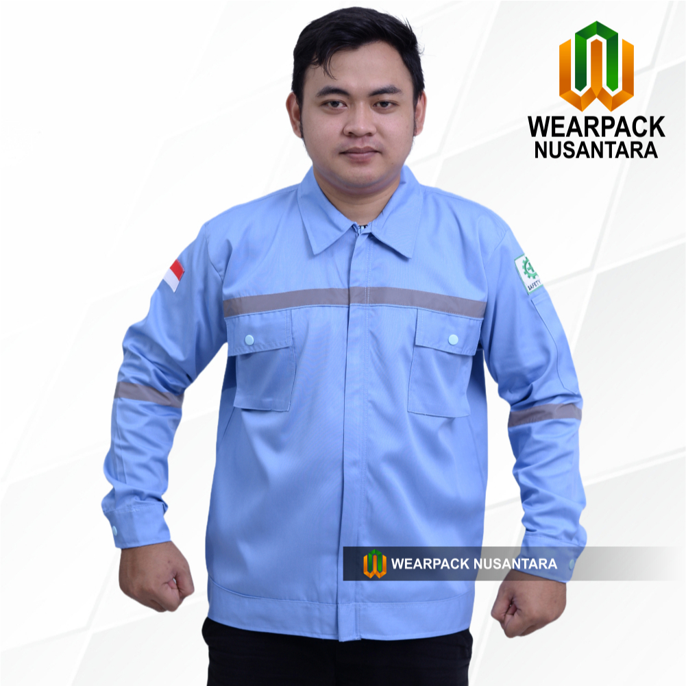 Jual Wearpack Safety Lengan Panjang Warna Polos Biru Telor Asin Bahan ...