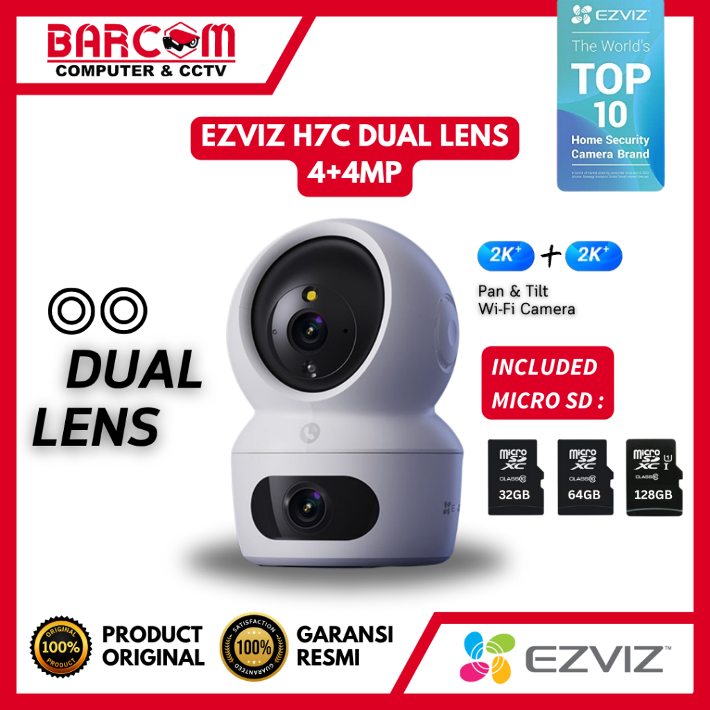 Jual EZVIZ H7C DUAL LENS 8MP 2K+ & 2K+ INCLUDED MICRO SD 64GB / 128GB ...