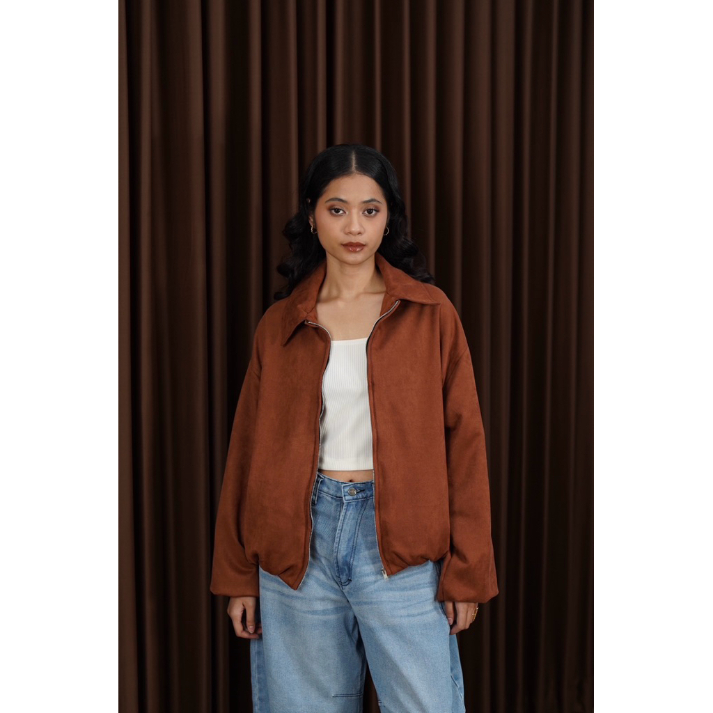Jual JINZU | Sable Suede Jacket with Zipper | Shopee Indonesia