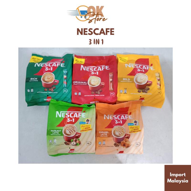 Jual Nescafe 3 IN 1 Tersedia 5 Varian : Mild, Rich, Original, Hazelnut ...
