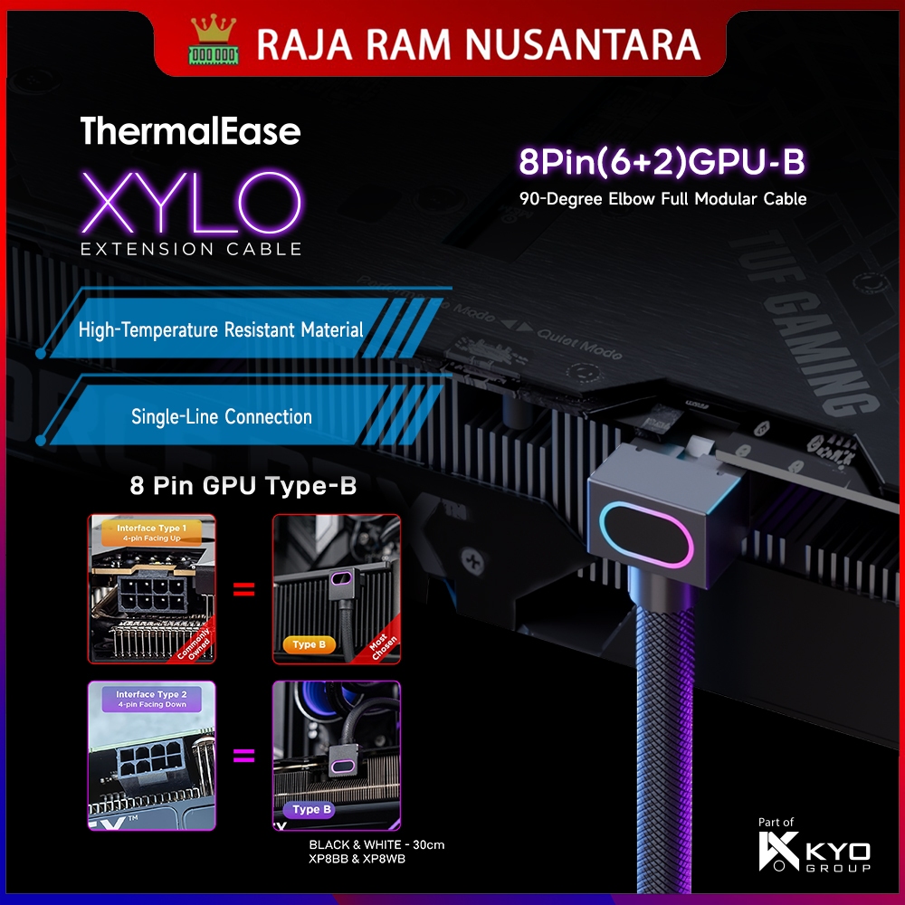 Jual ThermalEase XYLO Extension 8Pin GPU ARGB LED Copper Wire Power ...
