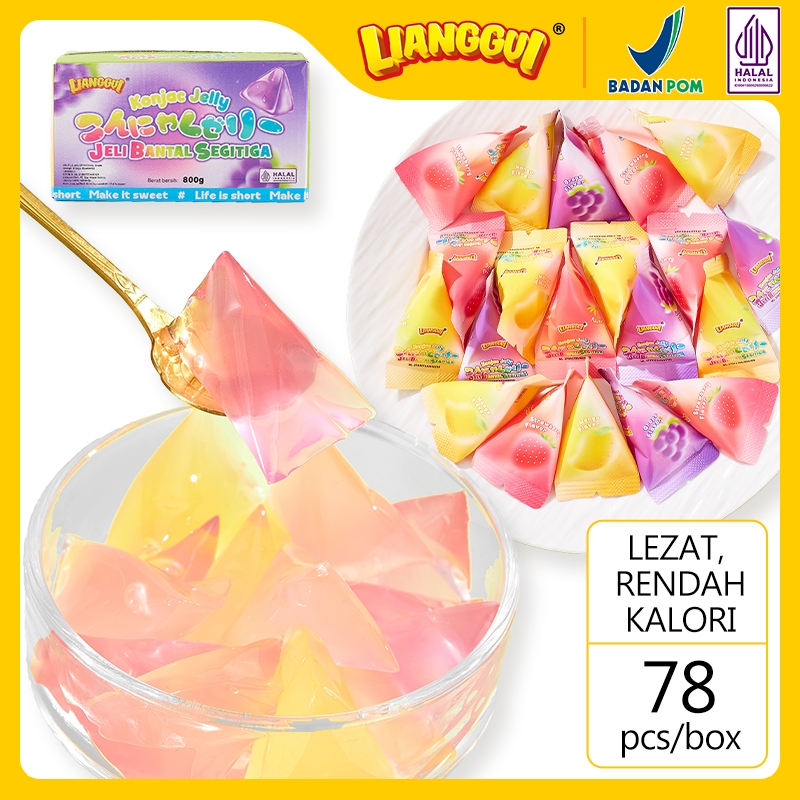 Jual Lianggui 78ps Jelly Bantal Segitiga HALAL Cemilan Kenyal Snack ...