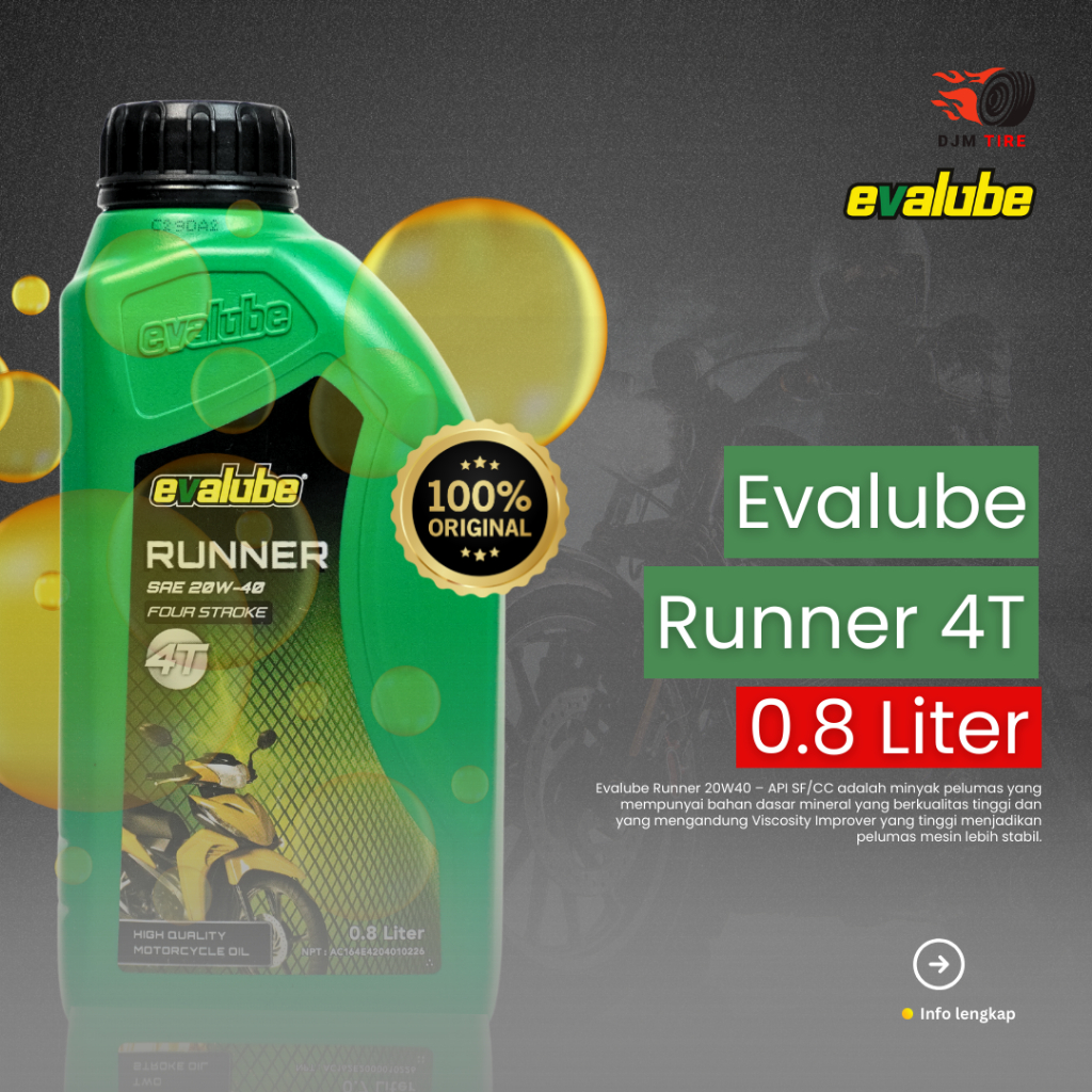 Jual OLI OIL MESIN EVALUBE RUNNER 4T 20W-40 800ML | Shopee Indonesia