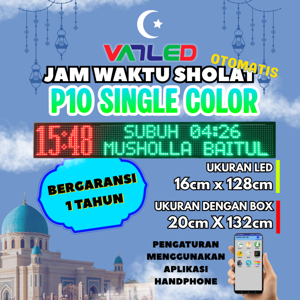 Jual Jam Sholat Masjid Running Text JWS Jadwal Shalat Solat Digital ...
