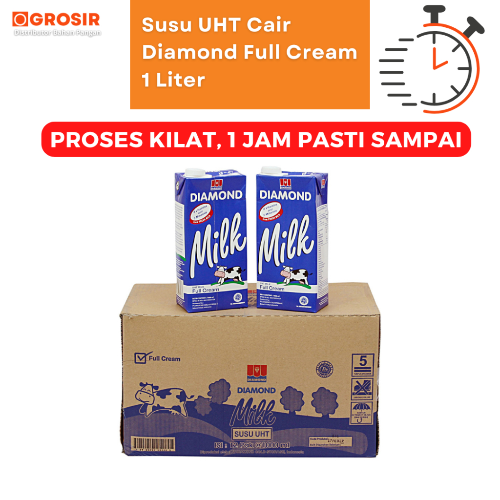 Jual Diamond UHT 1 Liter Full Cream 1 Dus isi 12 | Shopee Indonesia