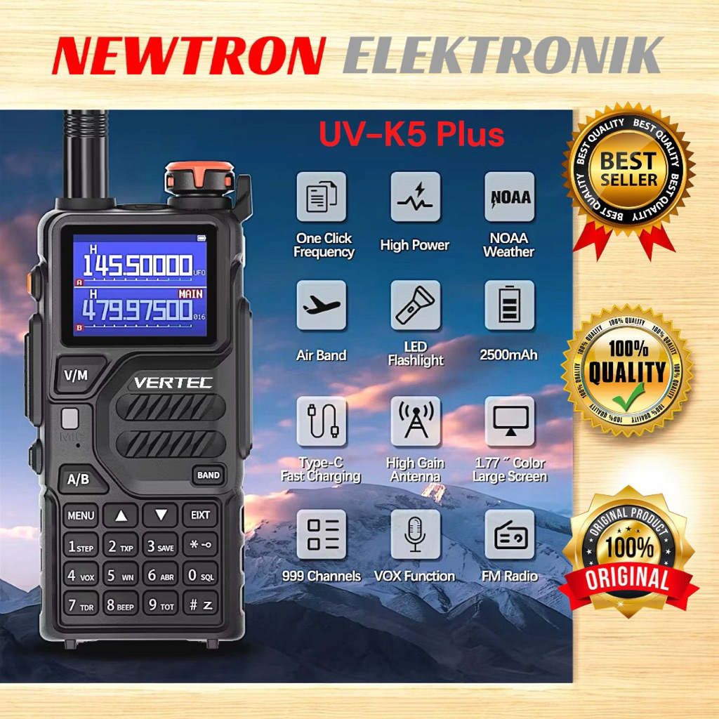 Jual HT VERTEC UV-K5 Plus Multiband VHF UHF USB Type C Radio FM Walkie ...