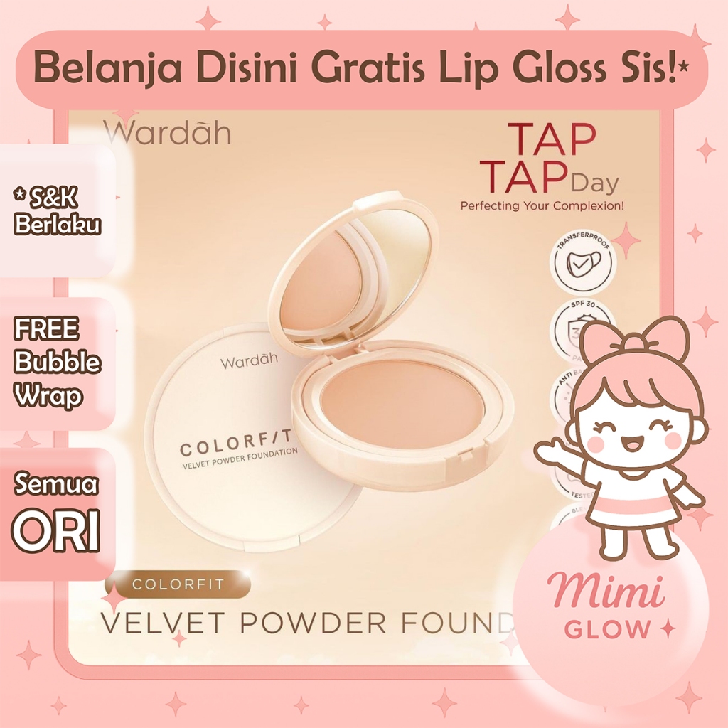 Jual Wardah Colorfit Velvet Powder Foundation | FULL SIZE & Bundling ...