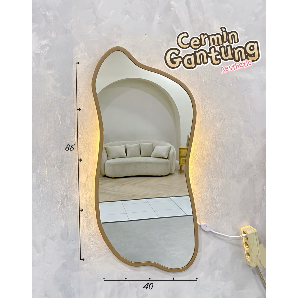 Jual Cermin Dinding Tempel 40x85 cm Frame Karet Rubber | Cermin Estetik ...