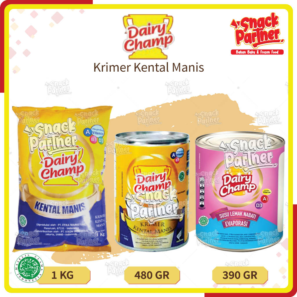Jual DAIRY CHAMP | KRIMER KENTAL MANIS 480 GR / 1 KG | EVAPORASI 390 GR ...