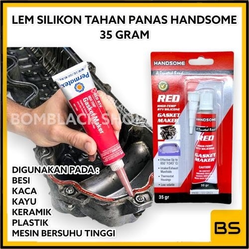 Jual Lem Red Silikon 35 GR HANDSOME Gasket Maker High Temp Red Sealant ...
