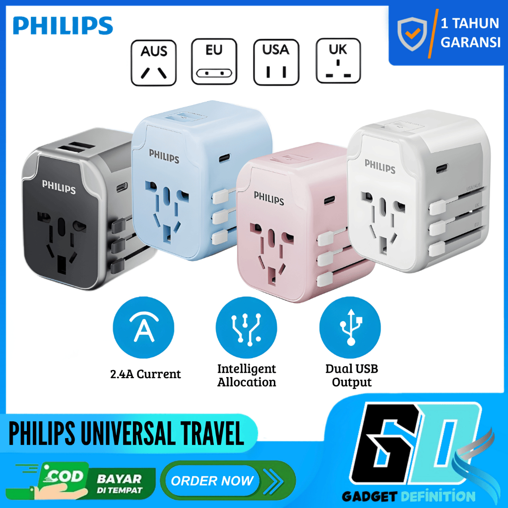 Jual Philips SPS1001A Universal Travel Adapter Steker 15Watt All In One ...