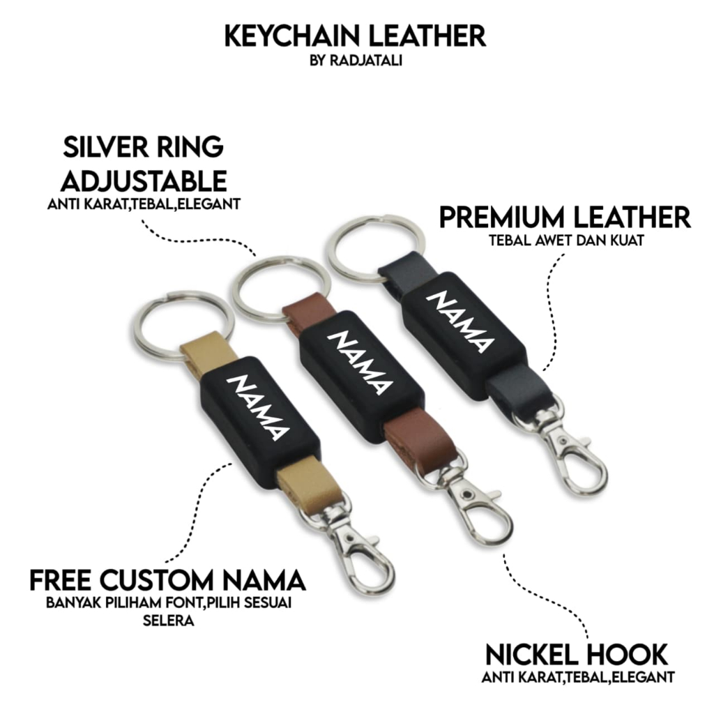 Jual Keychain Leather x Rubber Custom Nama V8 - Gantungan Kunci Kulit ...