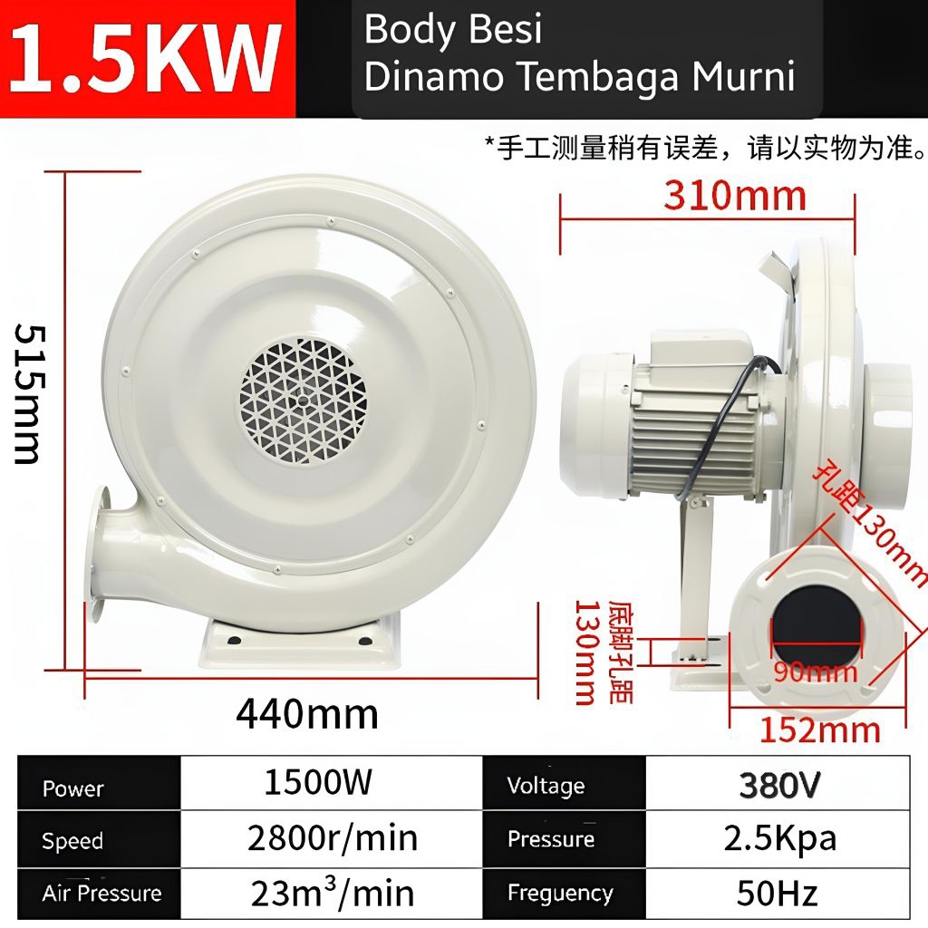 Jual Centrifugal Blower 1500 Watt 380V 3 Phase Body Besi | Shopee Indonesia