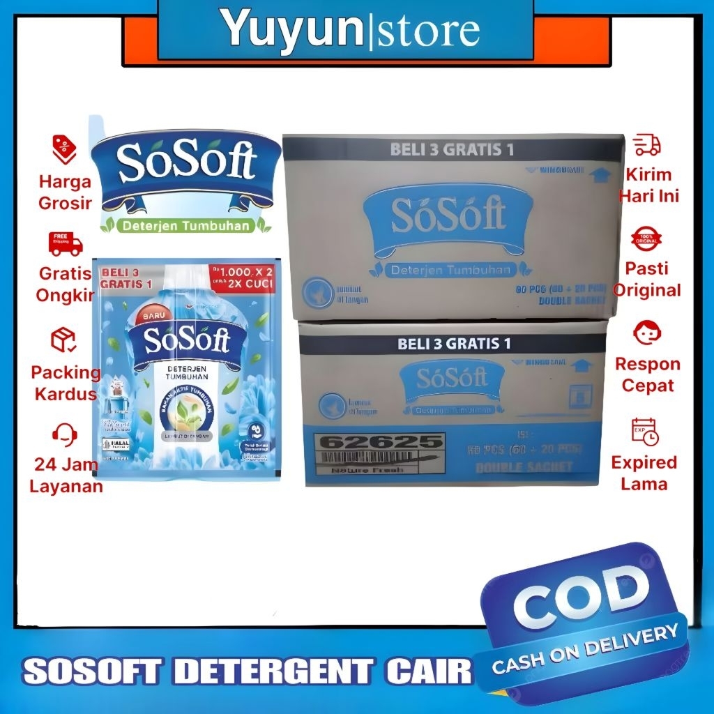 Jual So Soft Detergent Cair 1 Dus/Karton ( Isi 10 Renceng ) | Shopee ...