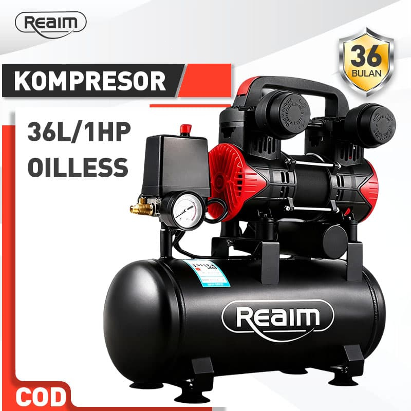 Jual Reaim 36L Kompresor Angin Oilless Listrik 1100W Alat Tekanan Udara ...