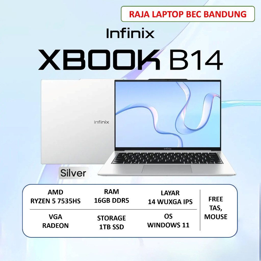 Jual LAPTOP INFINIX XBOOK B14 Ryzen 5 7535HS Ram 16GB SSD 1TB 14" IPS ...