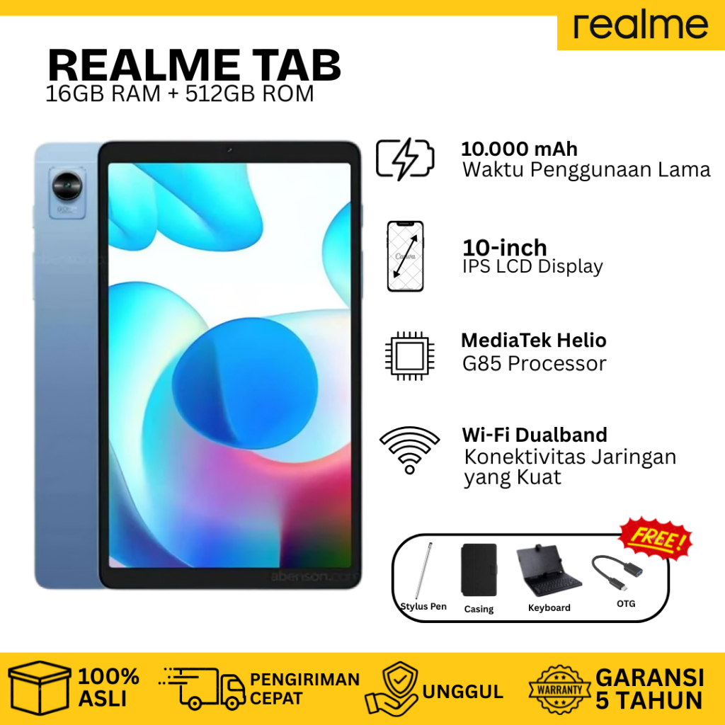Jual Realme Pad | 12+512GB | Gratis Stylus + Keyboard | Bisa Canva ...