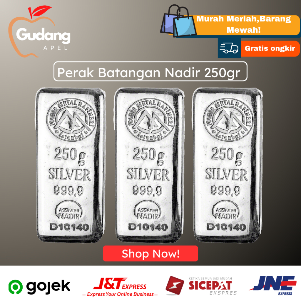 Jual Perak Batangan Nadir 250 gr Silver Bar Turki 999.9 Murni LBMA ...
