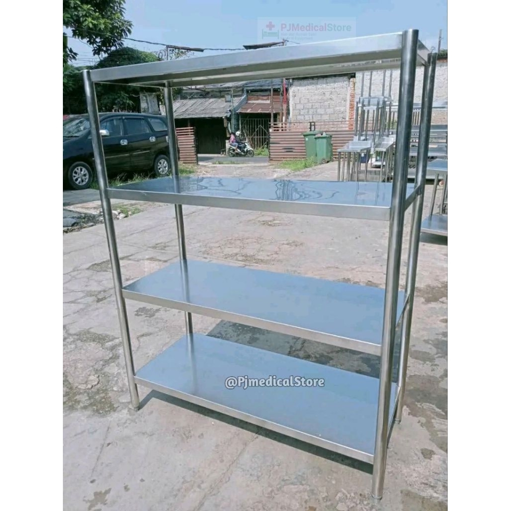 Jual Rak stainless solid MBG 4 susun - Rak Dapur MBG - rak solid 4 tier ...