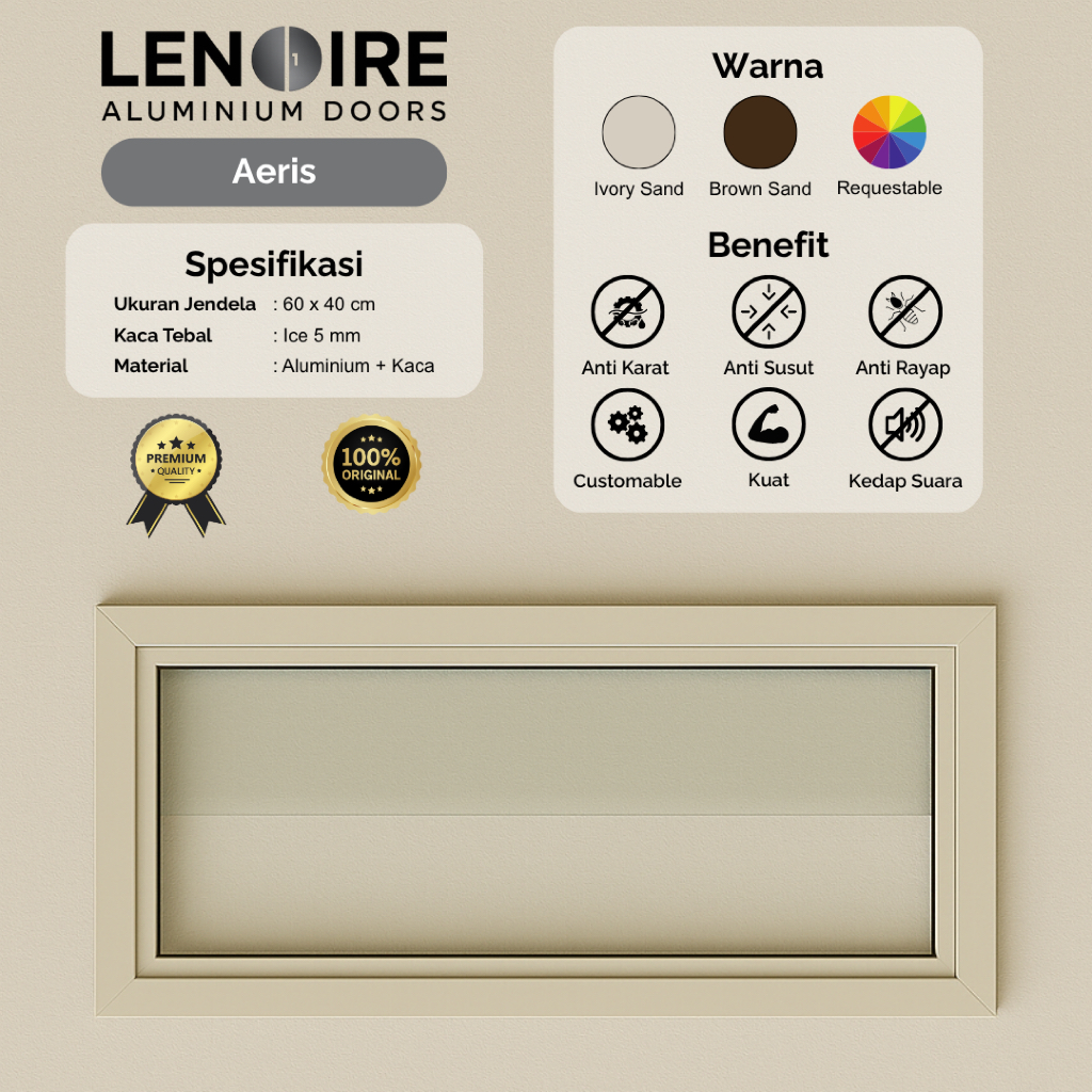 Jual Lenoire Aeris Jendela Aluminium Ventilasi | Kaca Ice 5mm | Bouven ...