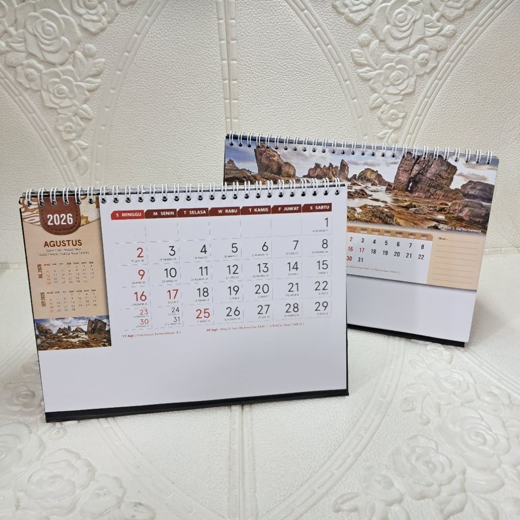 Jual Kalender Meja Jumbo AO 2026 Gambar Pemandangan Alam Penopang Linen ...