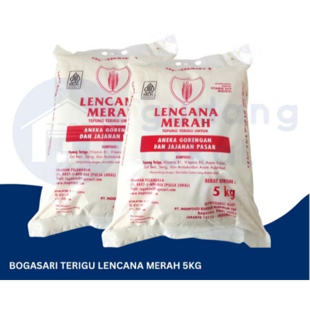 Jual tepung terigu lencana merah Bogasari 5 kg | Shopee Indonesia