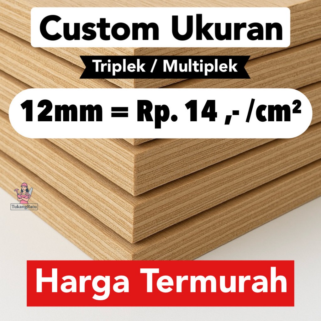 Jual PREMIUM Triplek Custom Ukuran Tebal 12mm Meranti Multiplek Plywood ...