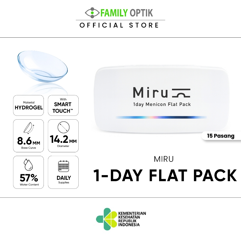 Jual Miru 1 Day Menicon Flat Pack 15 Pasang Softlens Minus Bening ...